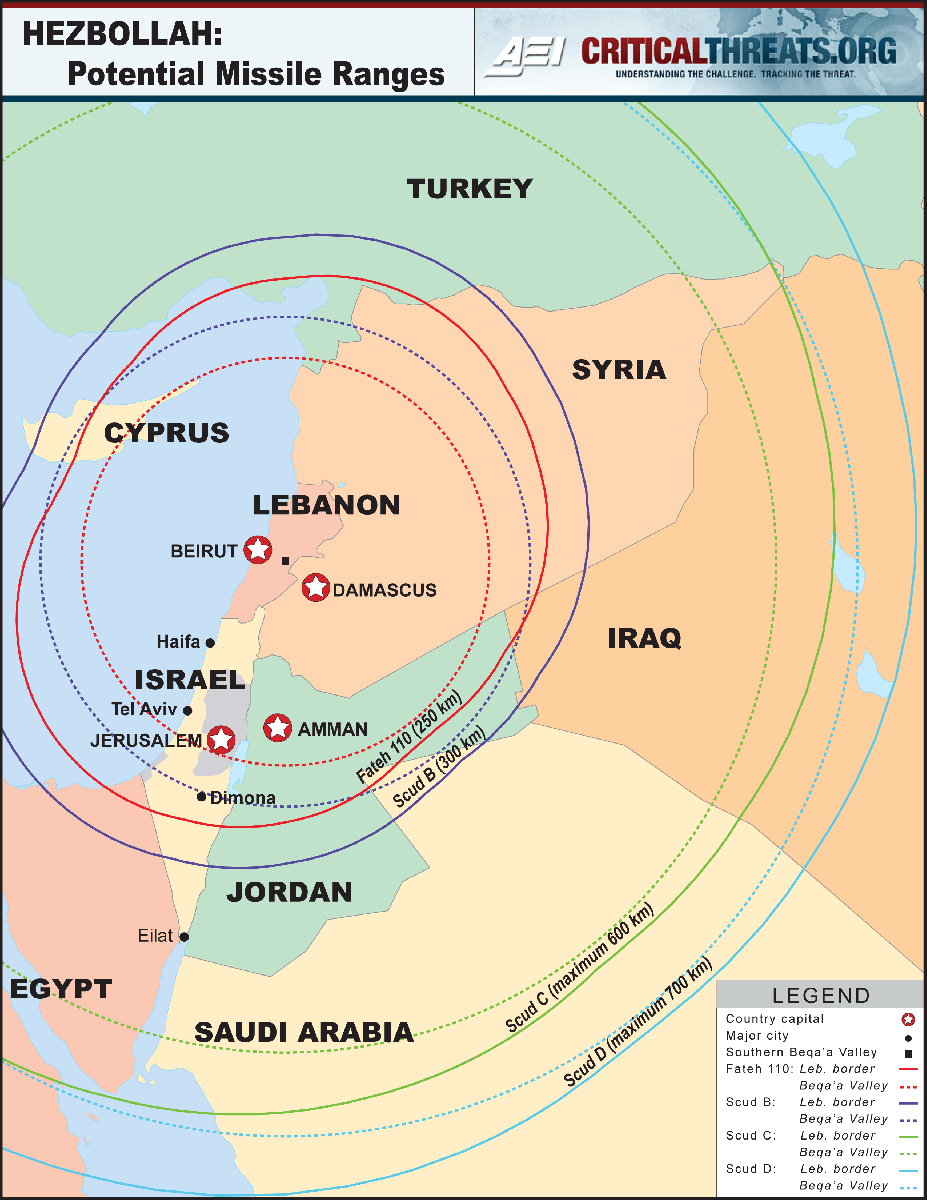 Hezbollah: Potential Missile Ranges Map | Critical Threats