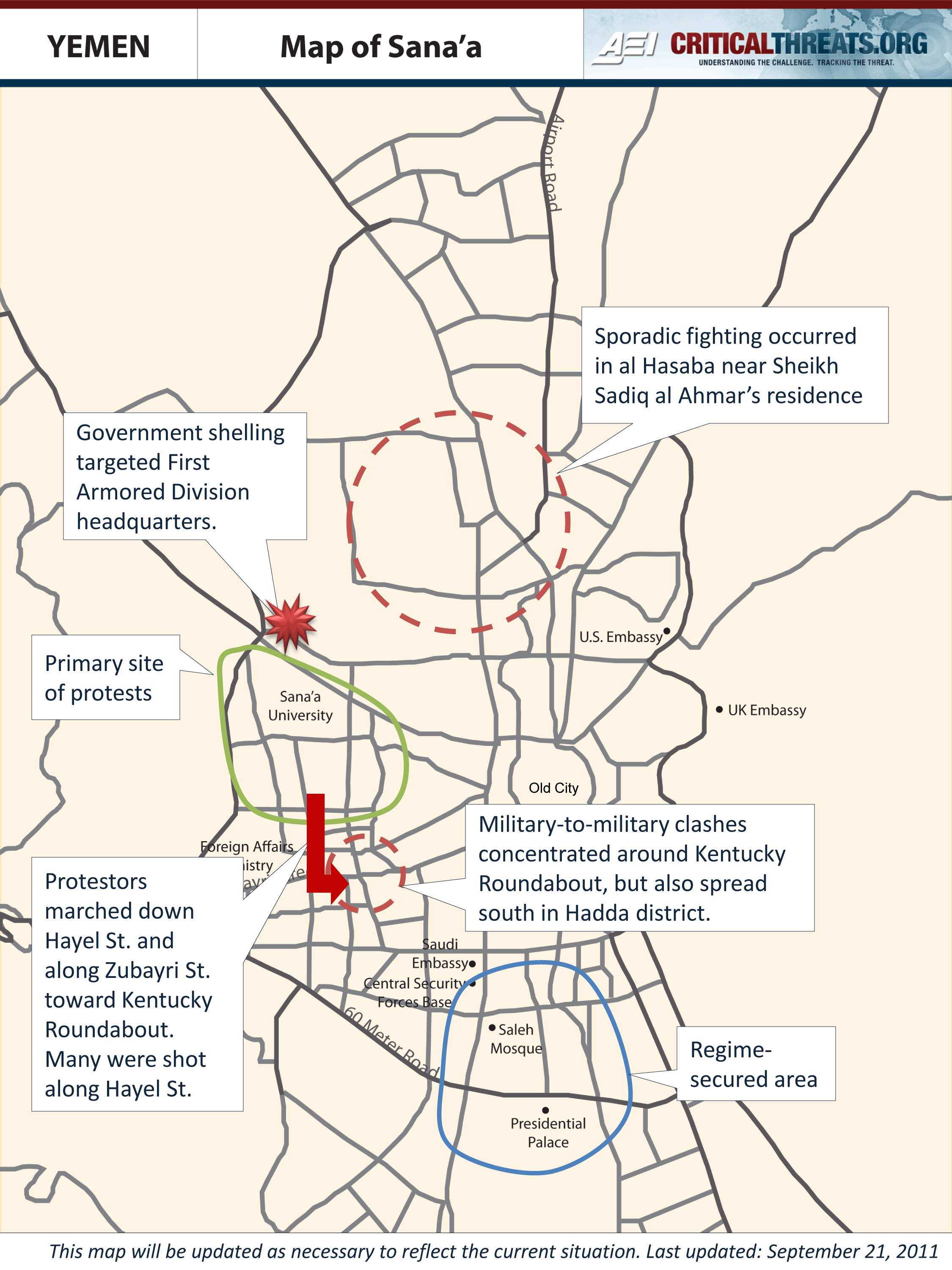 Map Of Sana'a | Critical Threats